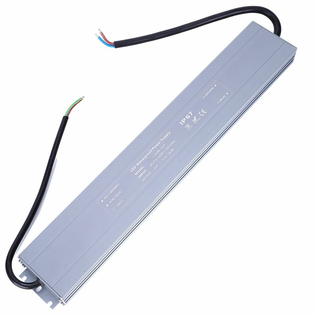 Тонкий герметичный ИП HRUW-360W-24V, 170 240 В AC, анодированный.