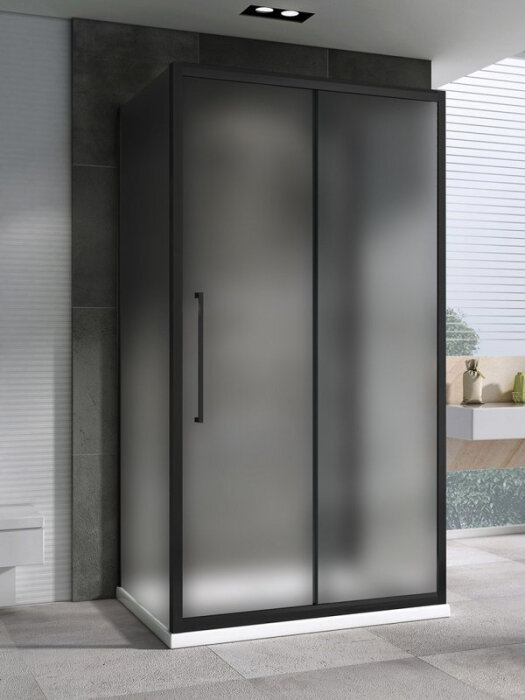 Душевой уголок Abber Schwarzer Diamant AG30150BMH-S80BM-S80BM 150х80 см, профиль матовый черный, стекло матовое