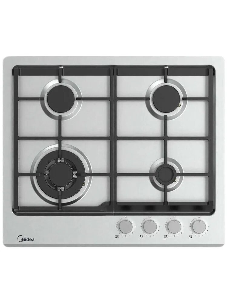 Варочная панель Midea MG693TX, газовая, 4 конфорки, серебристая