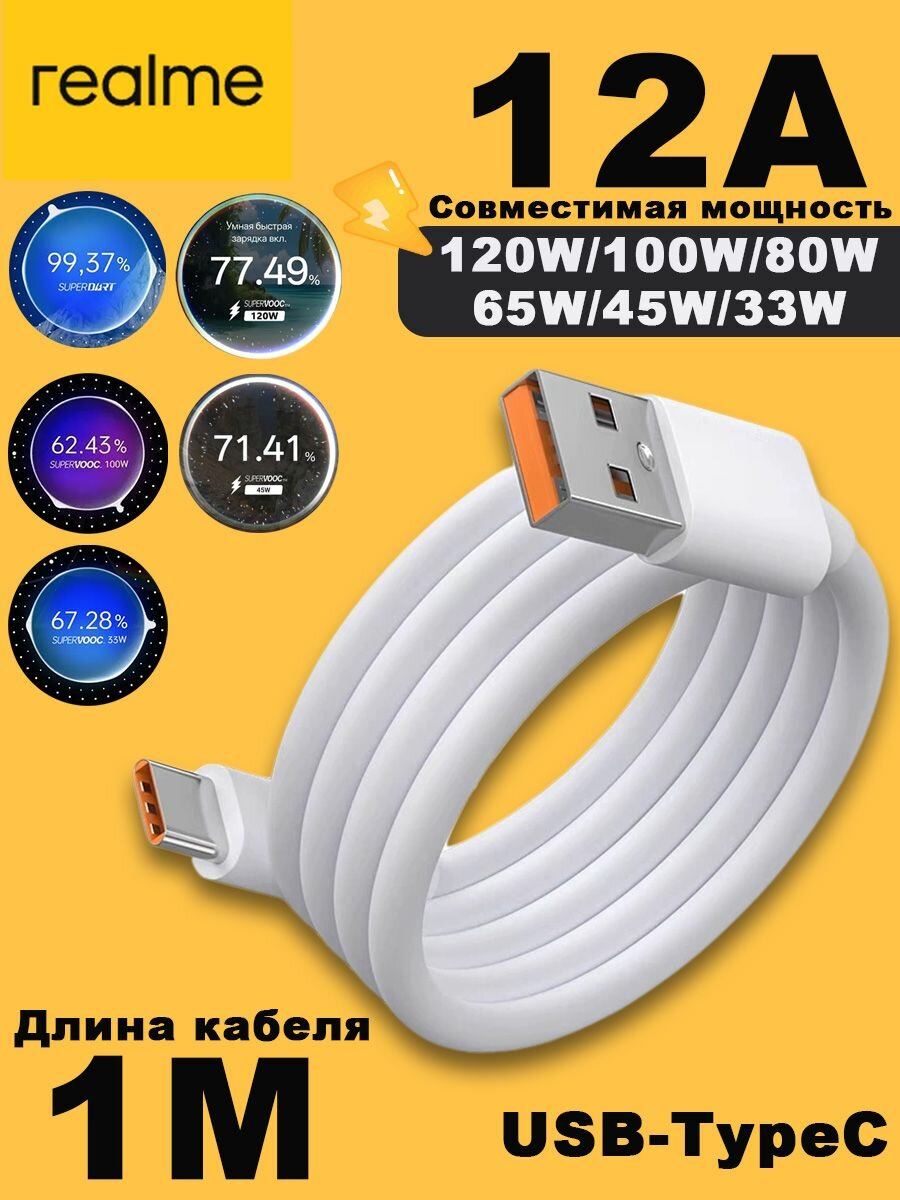 Realme Кабель для мобильных устройств USB 3.0 Type-A/USB Type-C, 1 м, белый