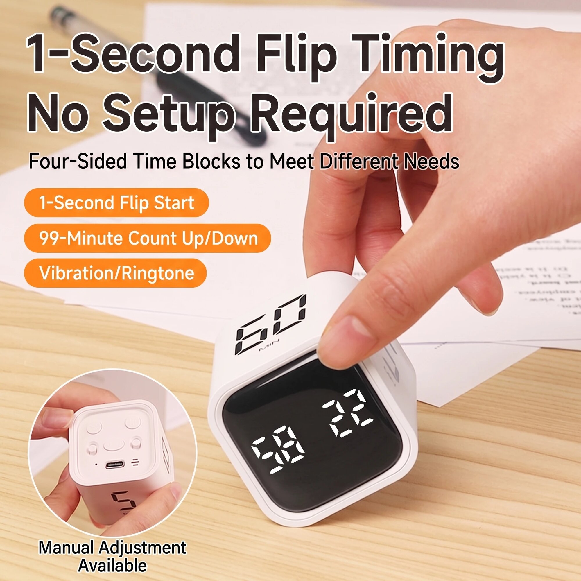 Черный кубический таймер Productivity Cube Timer — фото 1