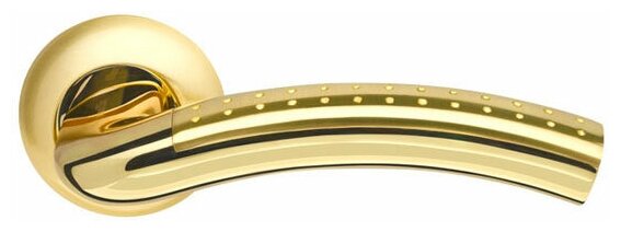 Ручка дверная межкомнатная, на круглой розетке, Libra LD26-1SG/GP-4 матовое золото/золото