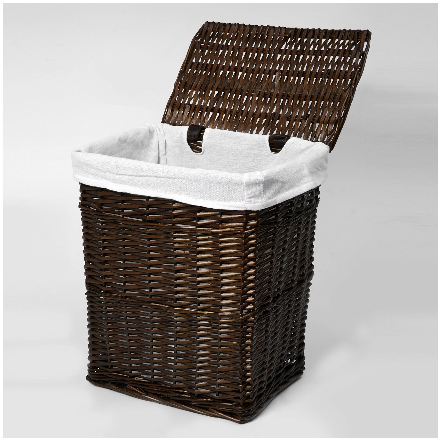 Плетеная корзина для белья с крышкой, темно-коричневый, WasserKRAFT Isar WB-130-L