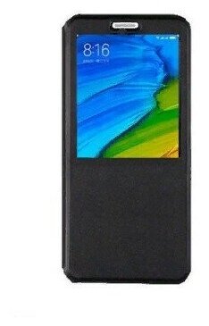 Чехол-книжка MyPads для Xiaomi Redmi Note 7/ Note 7 Pro / Redmi Note 7S черный с окошком для входящих вызовов водоотталкивающий