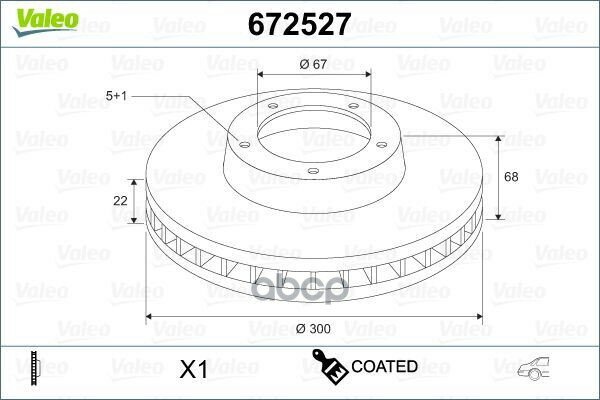 Диск тормозной MERCEDES W211/W212/W204/W219 зад_x1 Valeo арт. 672527