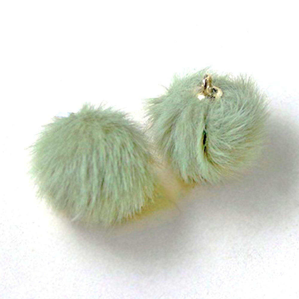 Фурнитура для бижутерии Подвеска меховая Фурнитура для бижутерии Подвеска Помпон 0011139 зеленый цвет с золотой петлей 18x18 мм, цена за 1 шт.