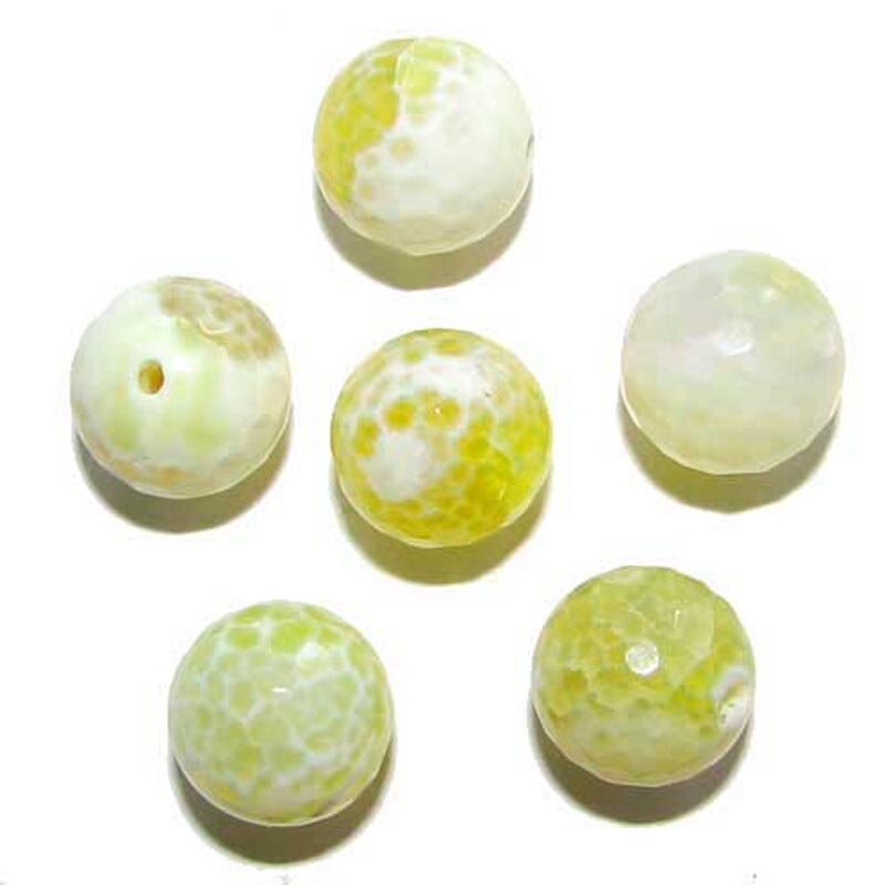 Натуральная бусина Агат Лимонад 0006531 шарик граненый 12 мм, цена за 4 шт.
