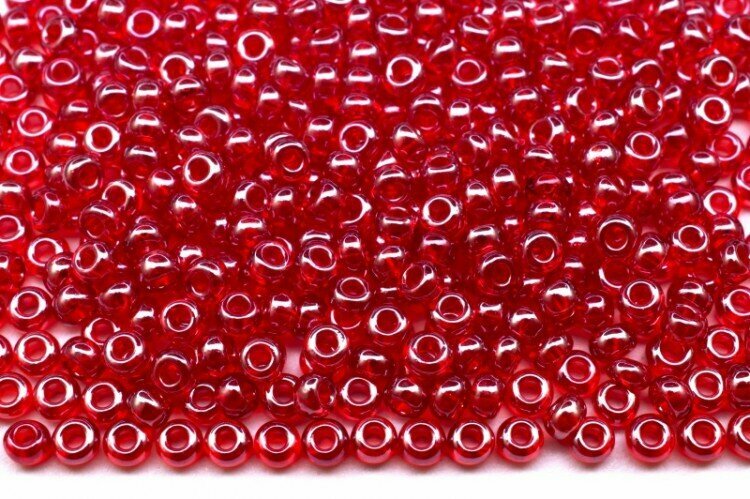 Бисер чешский PRECIOSA круглый 10/0 96070 красный прозрачный блестящий, 5 грамм