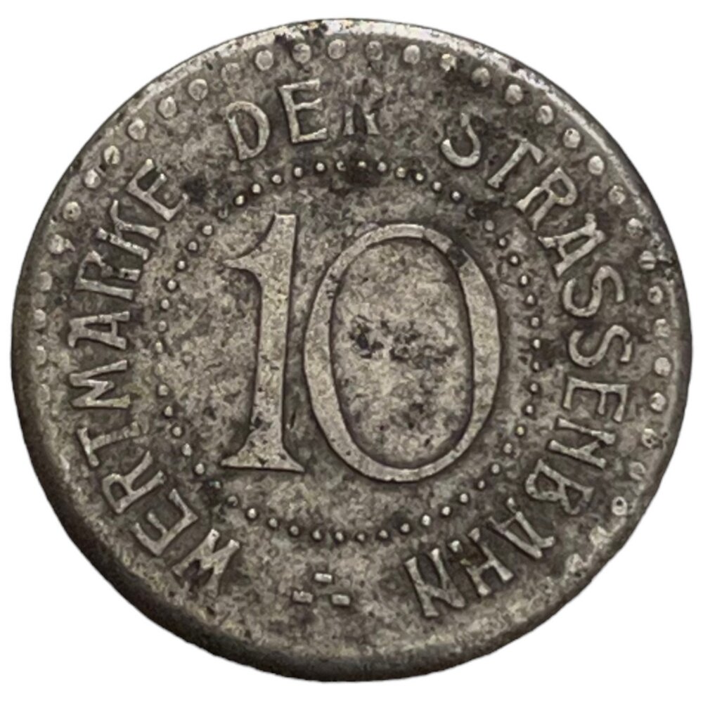 Германия, Бреслау 10 пфеннигов 1892-1927 гг. (Трамвайный токен) (2)