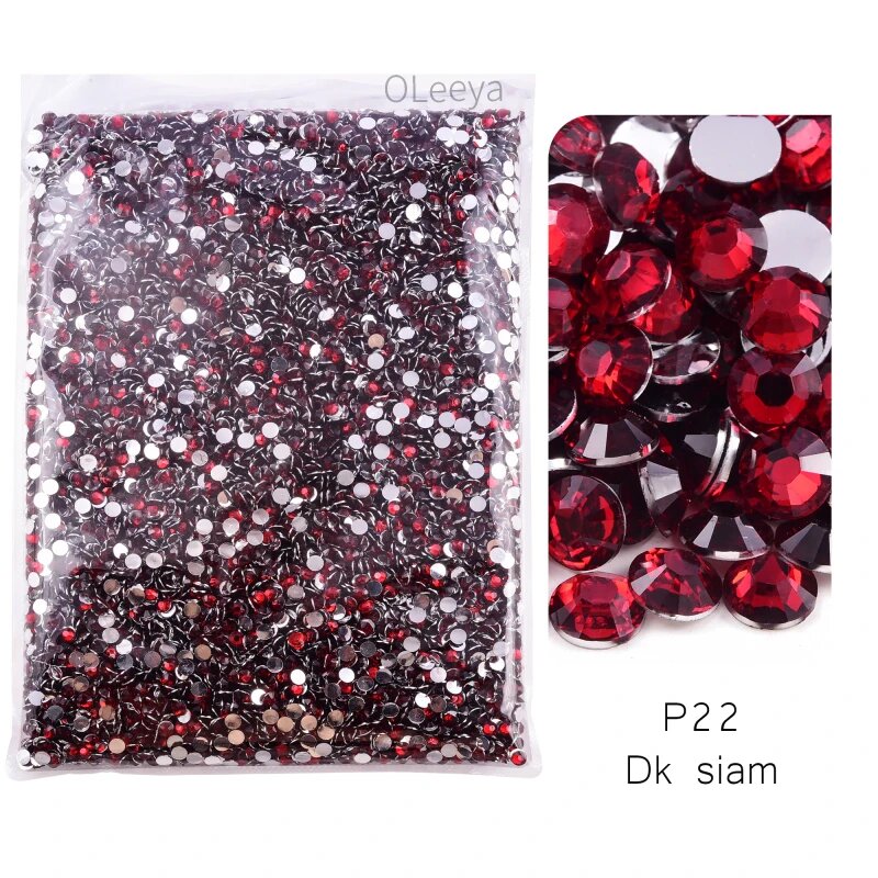 Oleeya стразы из смолы для ногтей SS6-SS30 Бордовый, 4mm SS16--25000pcs, 22 Dk Siam