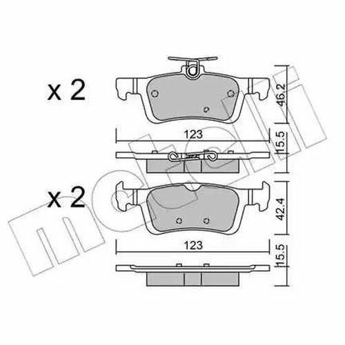 Комплект задних тормозных колодок Metelli 2209860 для Peugeot 308