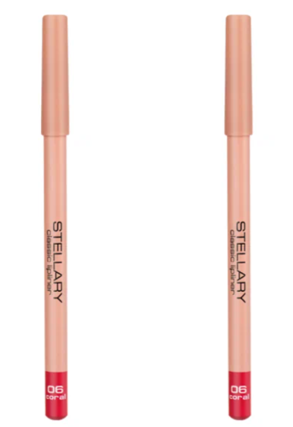 Карандаш для губ Stellary Lipliner, тон 06 Coral, 1,35 г, 2 шт