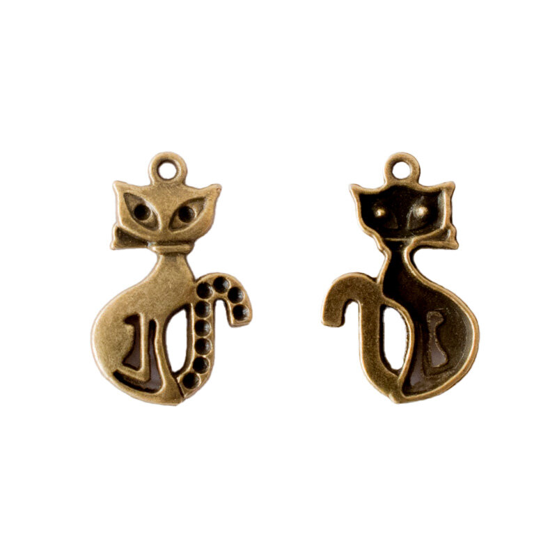 Подвеска, 26х16мм, кошечка, базовый материал - цинковый сплав, бронзовая, 5 шт.