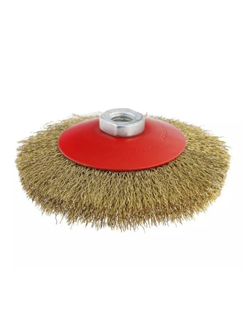 Щетка ОТП для УШМ, 11,5 см, М14, латунированная, гофрированная, 0,3 мм