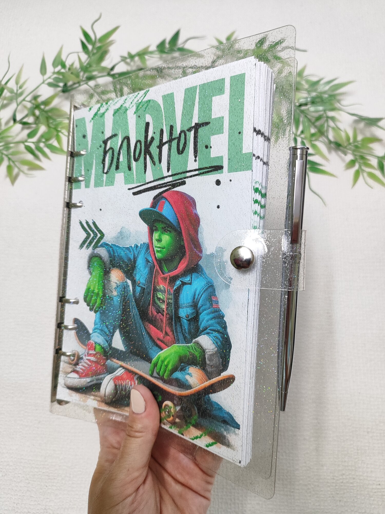 Блокнот для мальчиков "Халк", А5, на кольцевом механизме, 90 л, обложка силиконовая