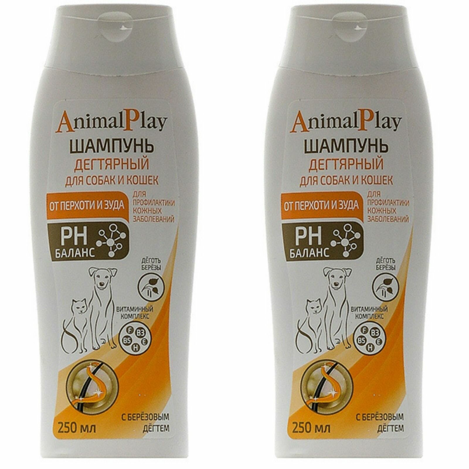 Animal Play Шампунь для собак и кошек Дегтярный, 250 мл, 2 шт