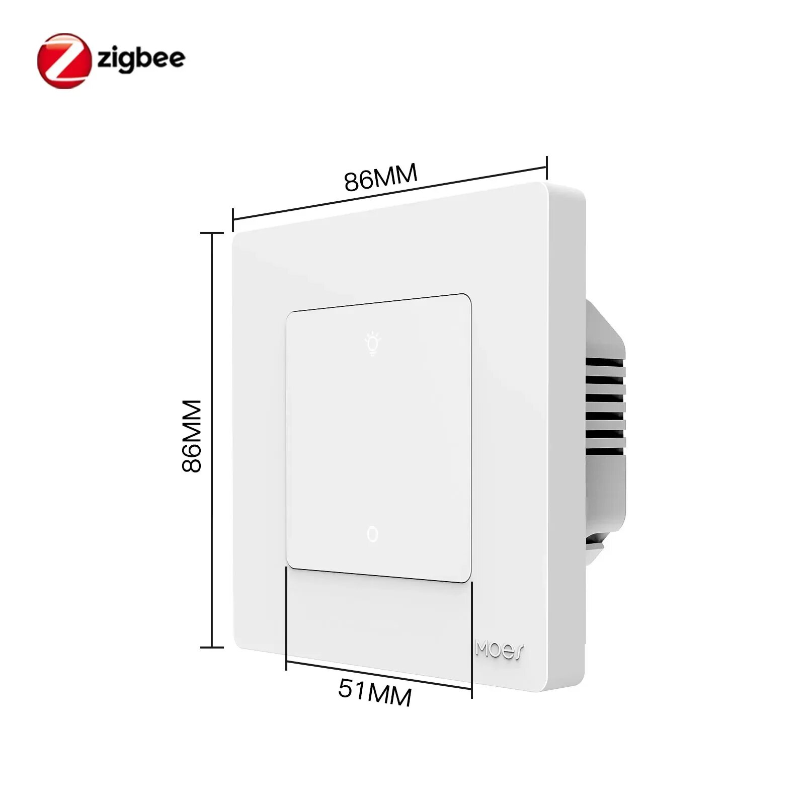 MOES Star Ring Series ZigBee Диммер 1-3 Gang Белый, 1 Gang White