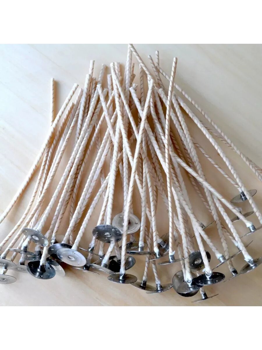 Фитиль хлопковый, армированный 15см - 20 фитилей в комплекте