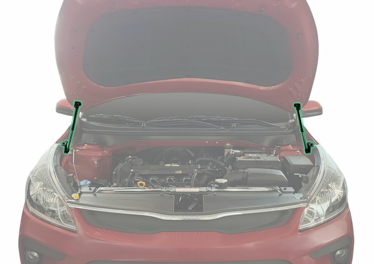 Газовые упоры капота Pneumatic для Kia Rio IV рестайлинг 2020-н. в, 2 шт, KU-KI-RI04-01
