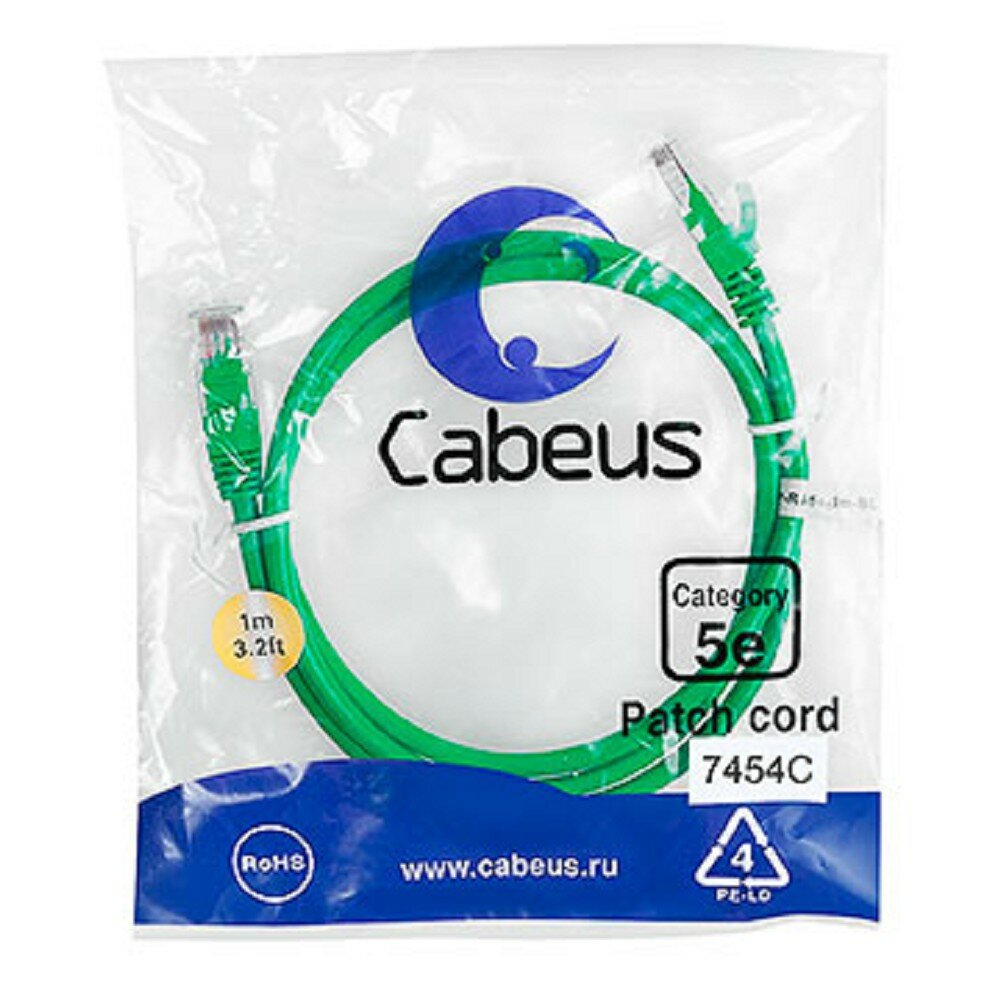 Патч-корд интернет кабель Cabeus кат.5e 1м