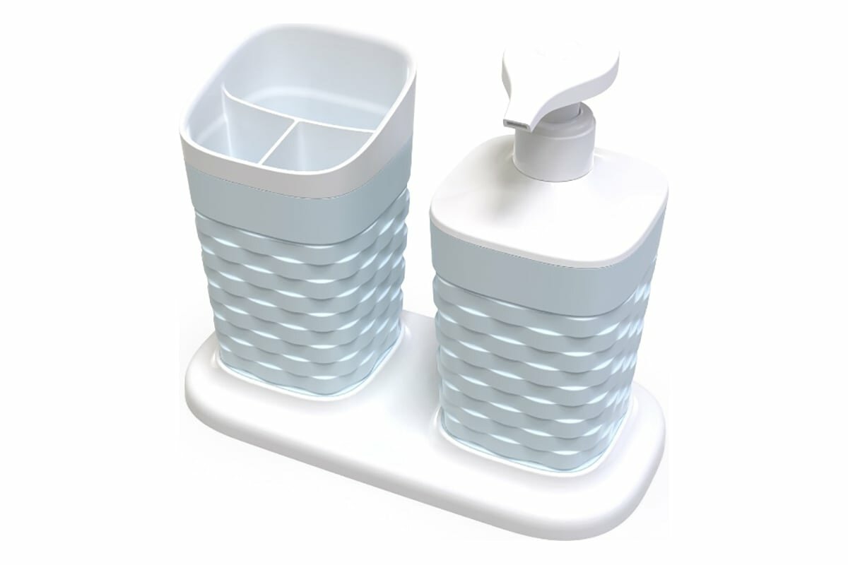 Полимербыт Набор для ванной комнаты "REEF" на подставке 3 предмета 4337202 433713300