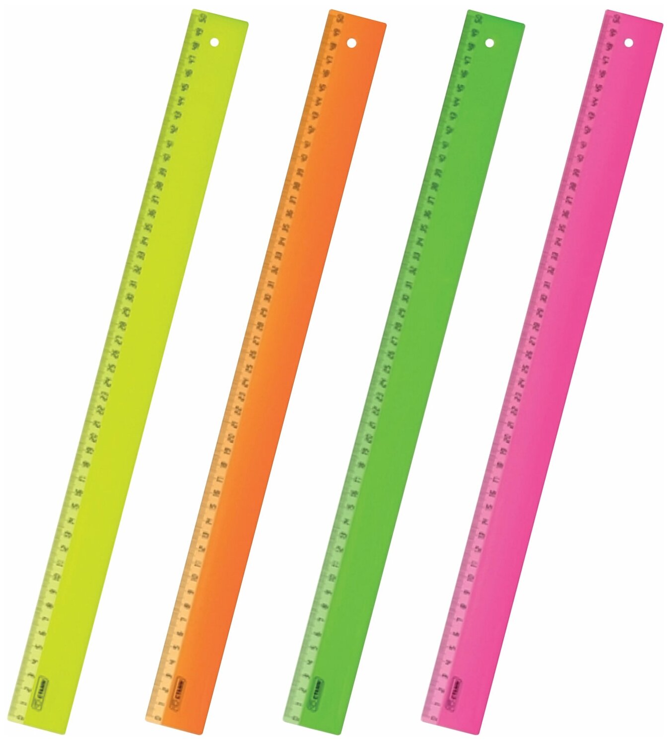 Линейка пластиковая 50 см, СТАММ Neon, непрозрачная, неоновая, ассорти, ЛН93 1 шт.