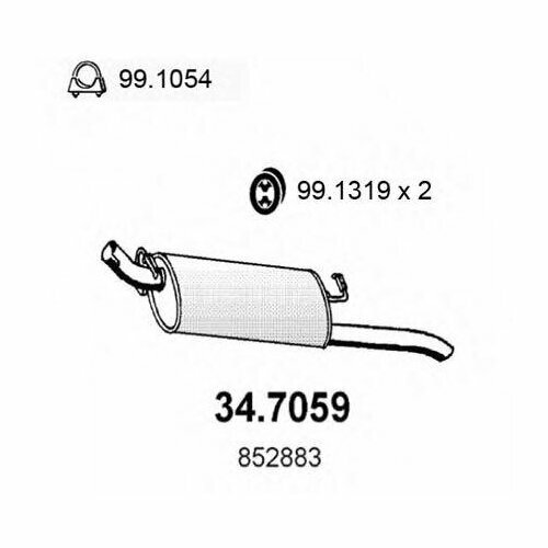 Глушитель выхлопных газов конечный, ASSO 34.7059 (1 шт.)