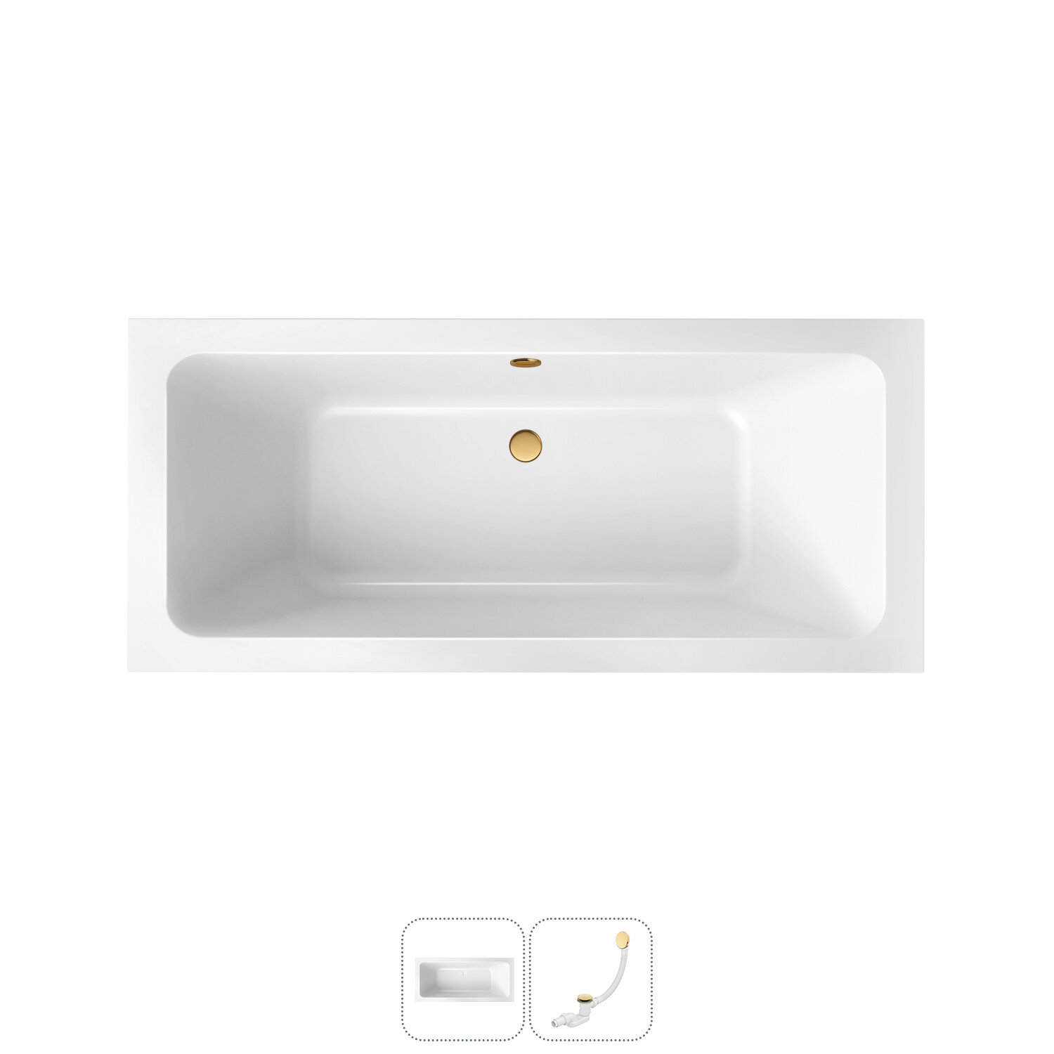 Акриловая ванна 180x80 Lavinia Boho Pure 202010889 в наборе 2 в 1: прямоугольная ванна 180 x 80 см, слив-перелив