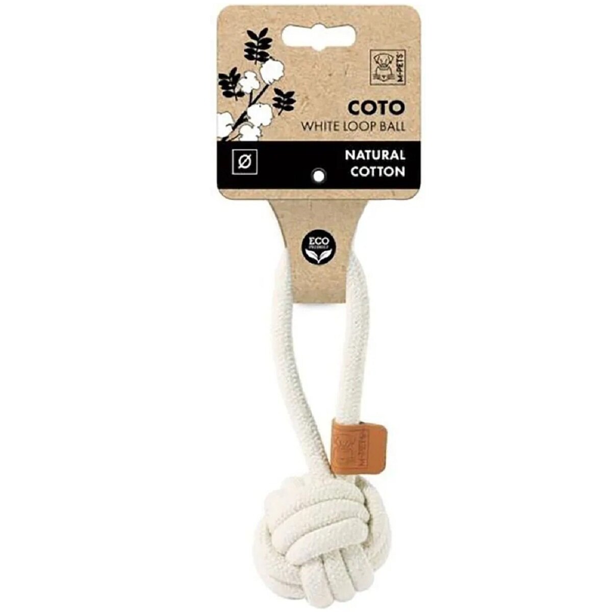 M-PETS Игрушка для собак мяч-петля белый 6,5см, хлопок