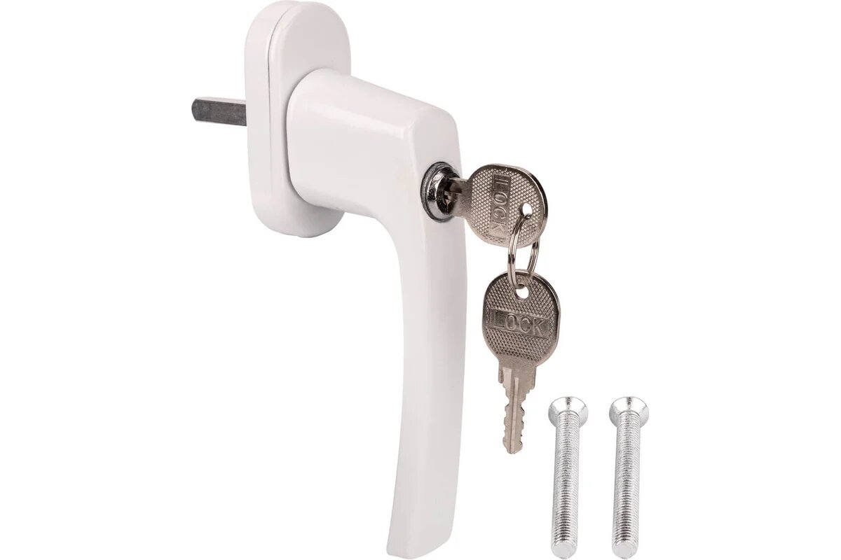 Ручка оконная Marlok металлическая WW белый 37 мм с замком, двумя ключами и винтами в комплекте