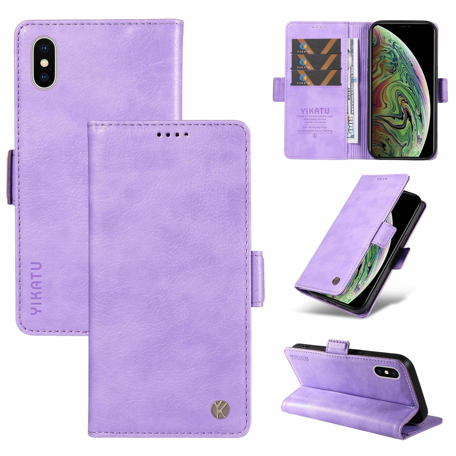 YIKATU Чехол Книжка Для Apple iPhone X и Apple iPhone XS (Эпл Айфон Х, Айфон 10) кошелек Флип Кожаный