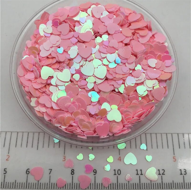 Розовые блестки сердце KUNQI 20г, 3-6 мм, AB Pink