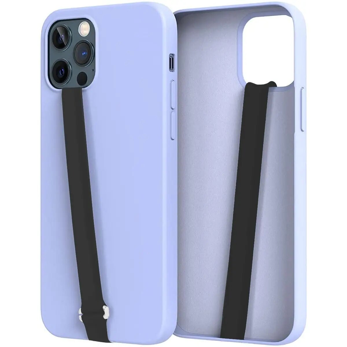 Силиконовый чехол на iPhone с черным ремешком L