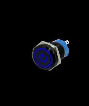 Металлический переключатель Wenzhi черный 12mm, BLUE POWER LED, Fixed self-Locking, 12-24V(12V)