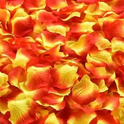 Искусственные лепестки роз оранжевые, красные, желтые, 500шт