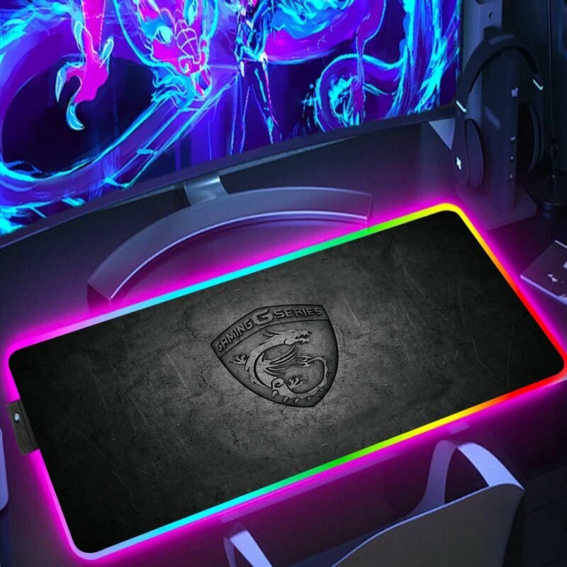 Игровой коврик MSI, с RGB-подсветкой, нескользящий, серый металлик/серый