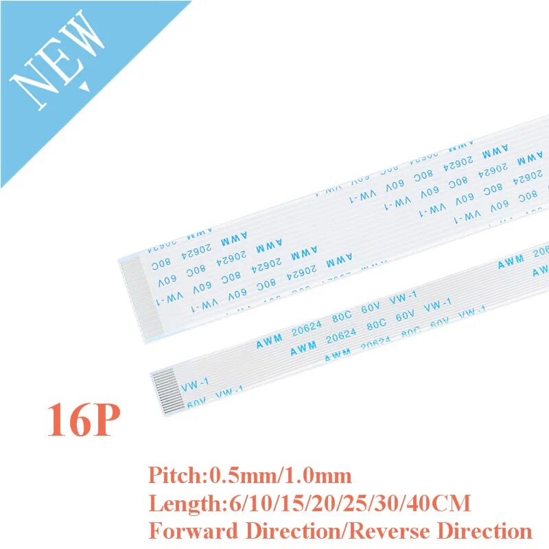 Ваш Cee гибкий плоский кабель FPC/FFC, 10 шт, 16 контактов 6cm, Pitch 0.5mm Forward