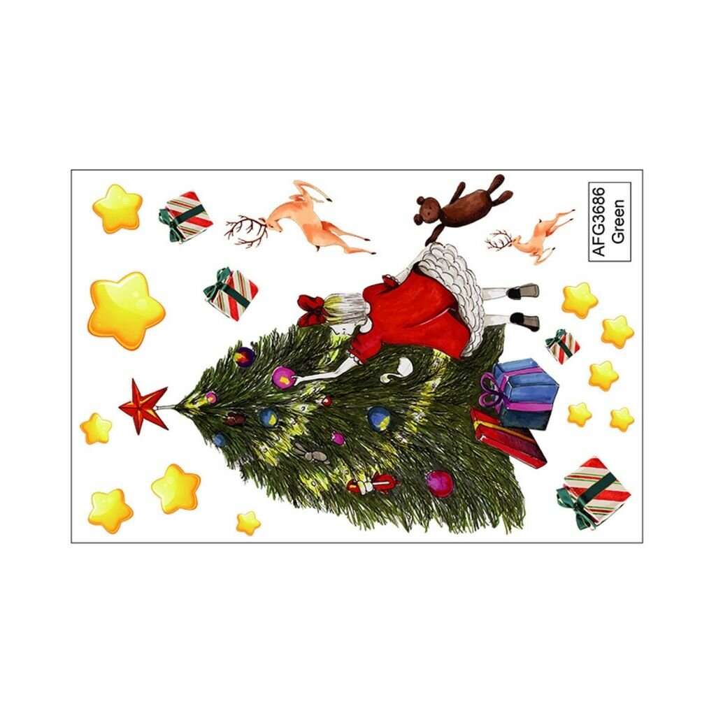 Светящиеся рождественские наклейки на стену с изображением маленькой девочки и рождественской елки