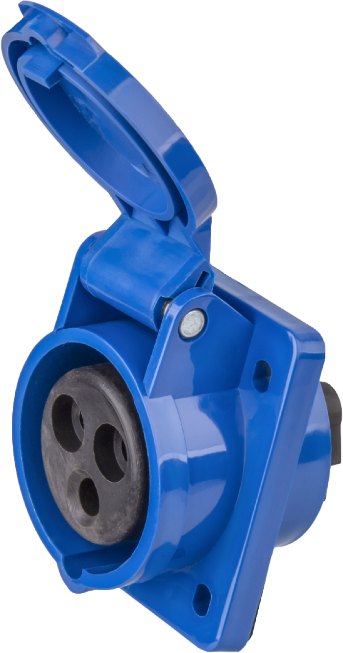 Розетка силовая Navigator / Навигатор NCA-SR413-16-220 стационарная скрытая, в корпусе из пластика, синяя, длиной 78мм, 16А 2Р+PЕ 220В, IP44 / электрика