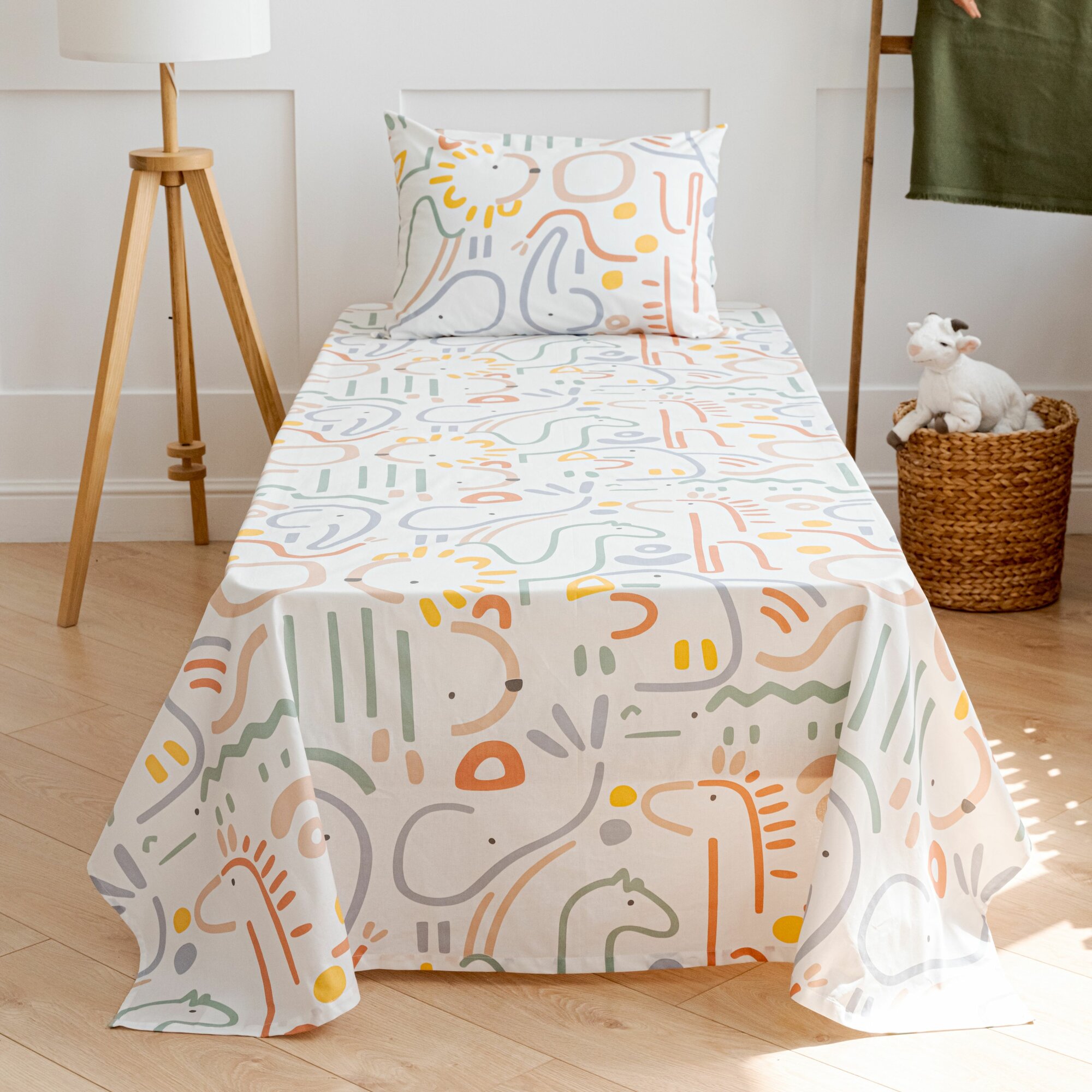 Простынь YERRNA 150х260 см, классическая, аналог икеа, 100% хлопок, перкаль, зоопарк