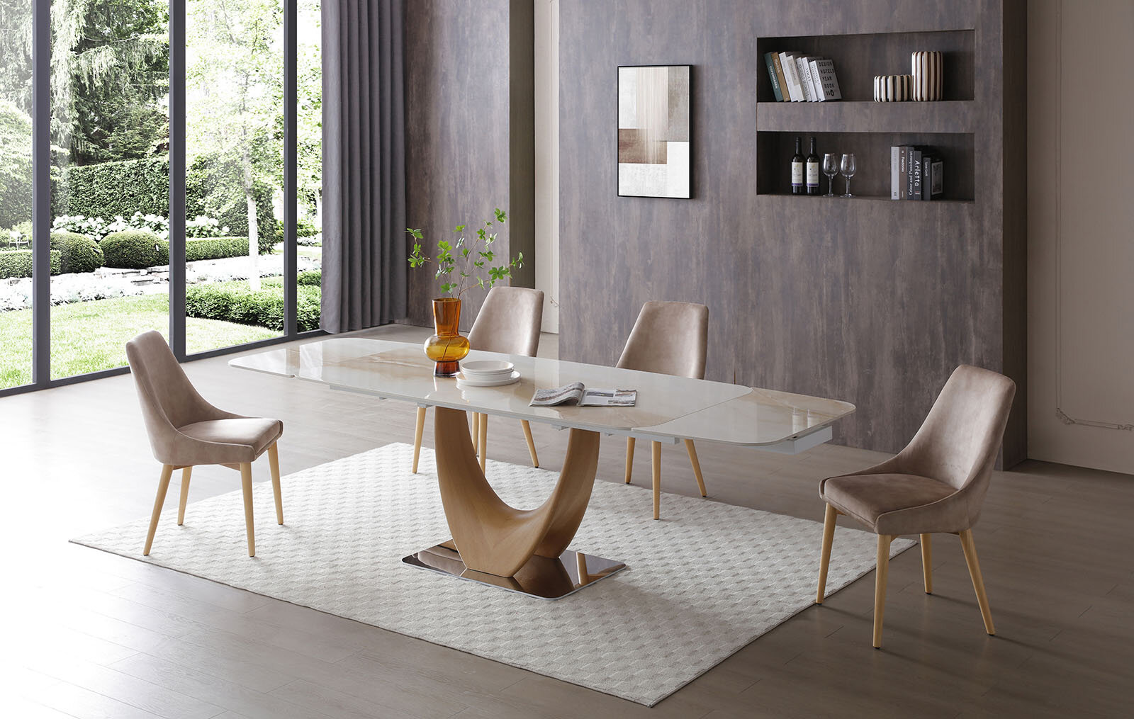 Стол раскладной Rimini Ceramic 160-240, бежевая керамика/ясень