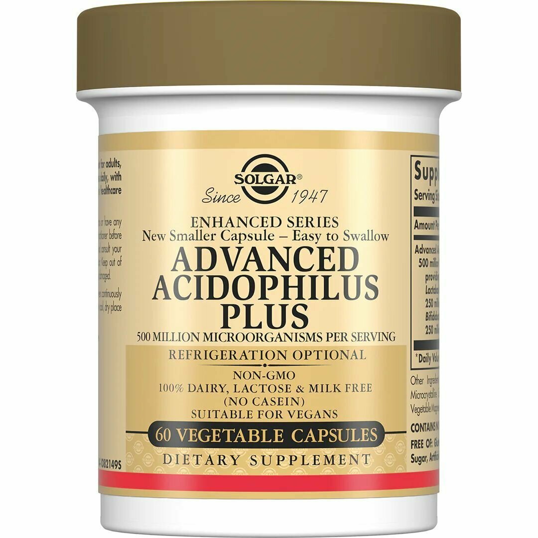 Солгар Ацидофилус плюс пробиотик 60 вегетарианских капсул