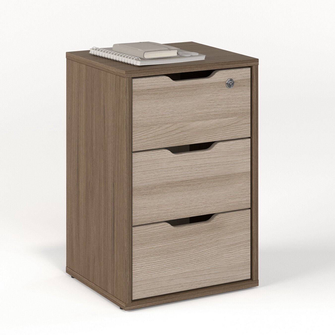 Тумба БАНГА-2 Ясень темный - Ясень светлый, с ящиками, (ВхШхГ) 56,1х36,8х32,6 см, ЛДСП