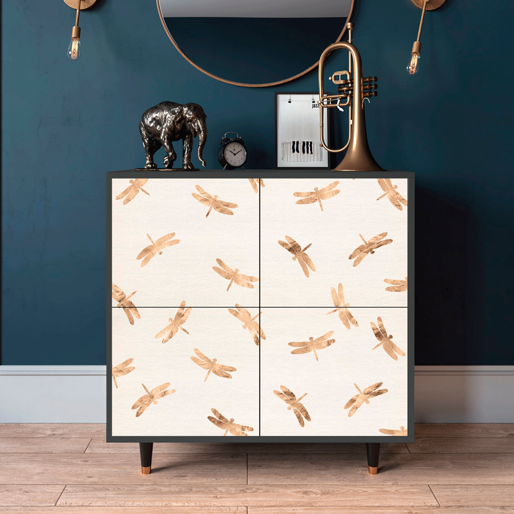 Комод - STORYZ - BS3 Nude Dragonflies, Размер - 94 x 96 x 48 см, Цвет корпуса - Антрацит