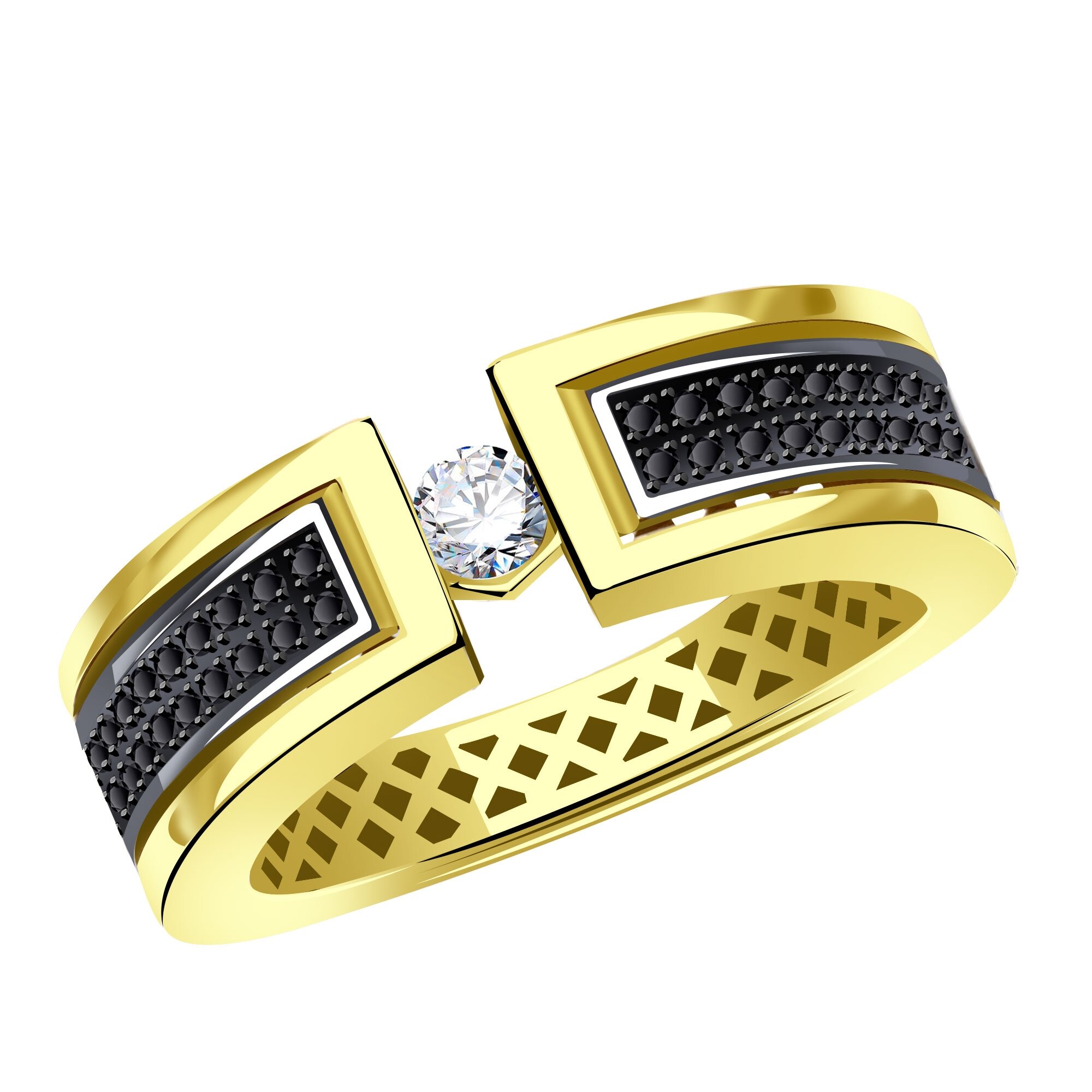 Кольцо, желтое золото, 585 проба, фианит