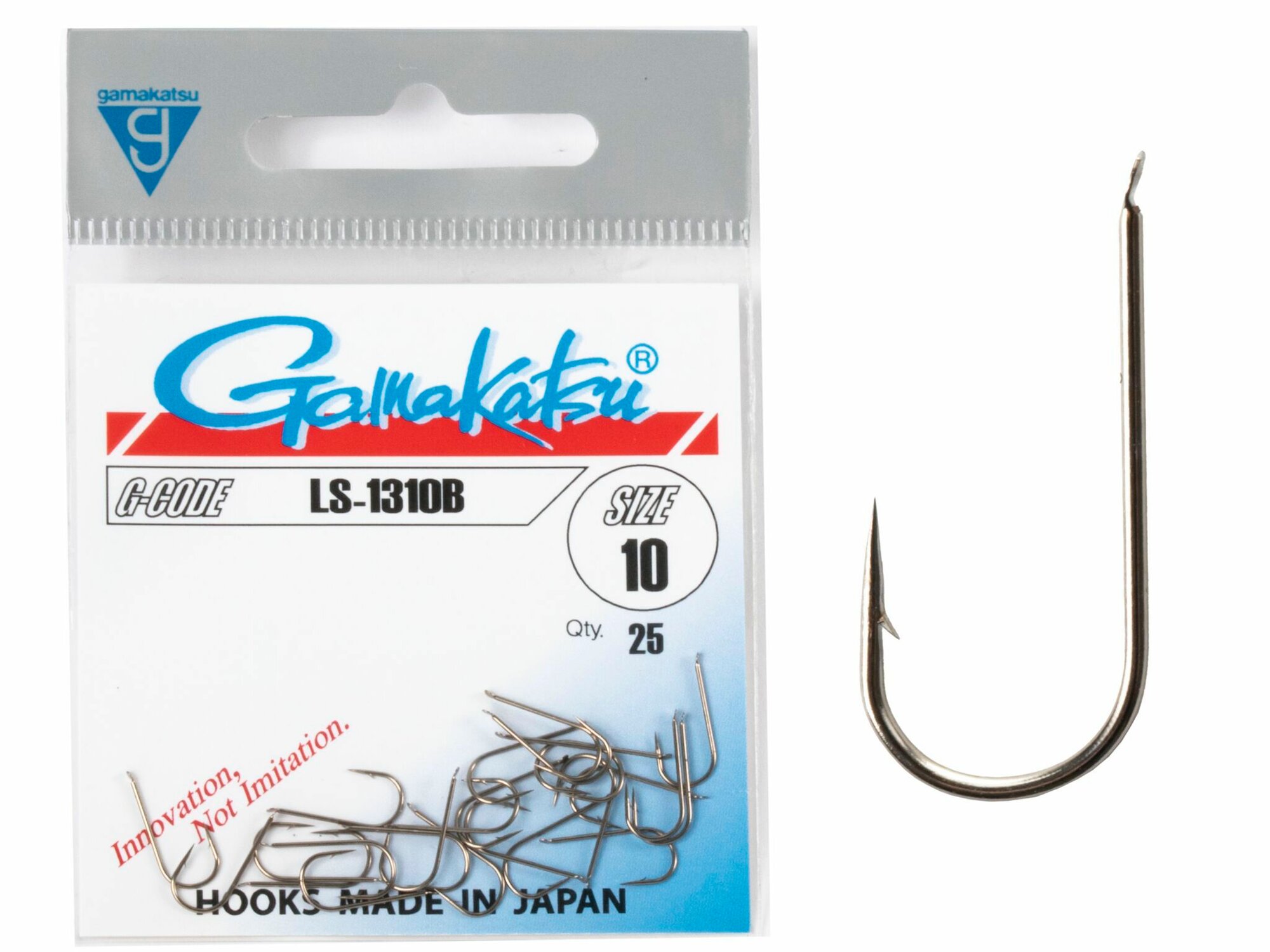 Крючки для рыбалки одноподдевные металлические набор на щуку и сома, Gamakatsu LS-1310B HOOKS BRONZE разм. 10 25шт. по 1 упак, снасти карповые летние Япония