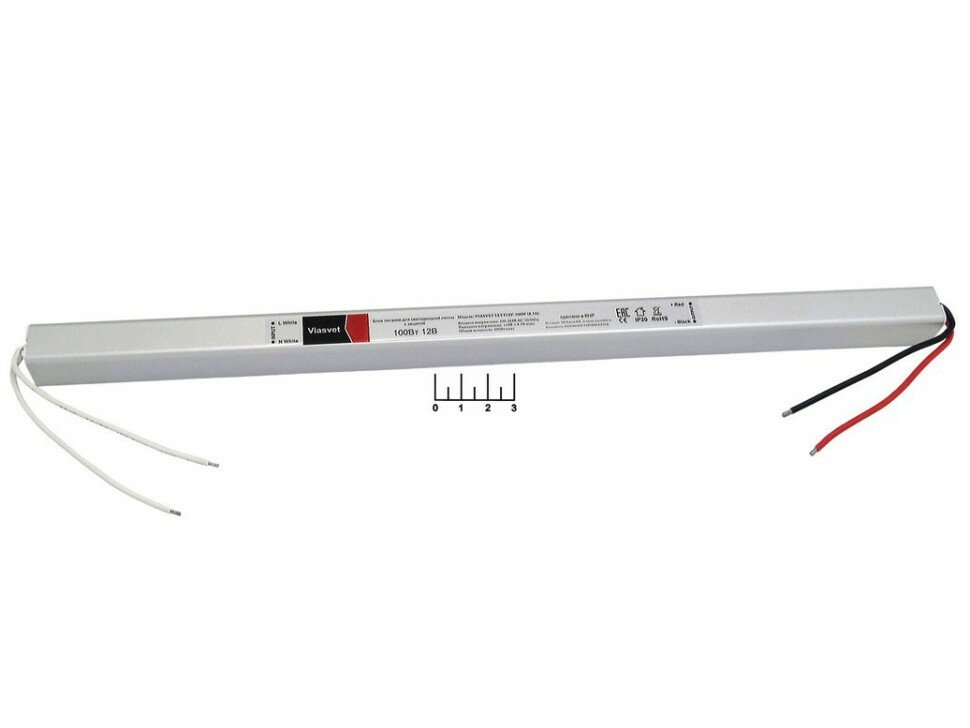 Блок питания 12V 8.3A 100W LEYT12V-100W Viasvet IP20 (18*18*380)