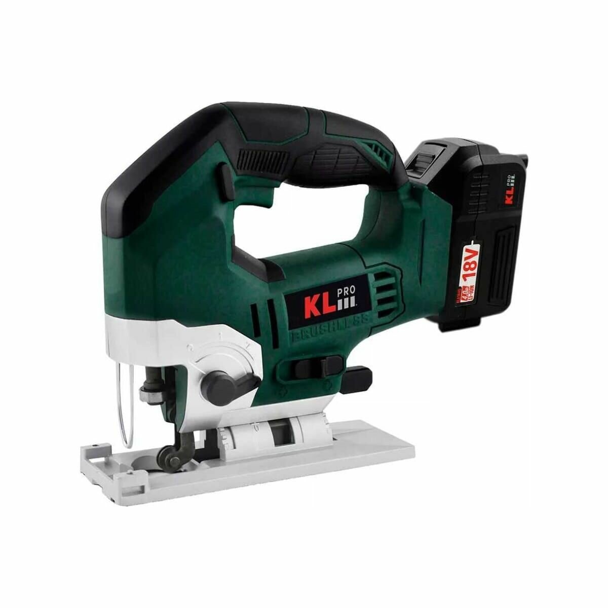 Профессиональный лобзик бесщеточный KLPRO KLDT18B-50 (18В, Li-ion-2шт, 5.0Ач, патрубок для пылесоса, полотна (дерево/металл, З/У-4А , кейс)