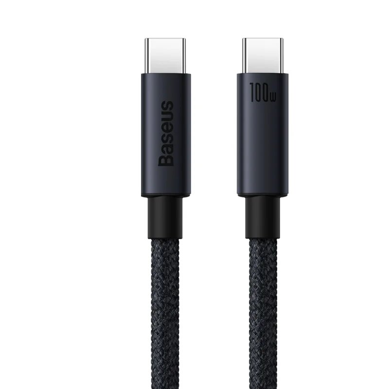 USB-кабель Baseus 100 Вт для iPhone 17 16 15 promax USB C to Type C, кабель для быстрой зарядки для мобильного телефона Xiaomi Samsung MacBook iPad 1m, Black