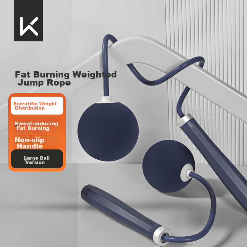 Keep Weighted Jump Rope Fitness Exercise Exam-Specific Adult Fitness Rope for Home Use, Cordless Large Ball Style / Dark Blue